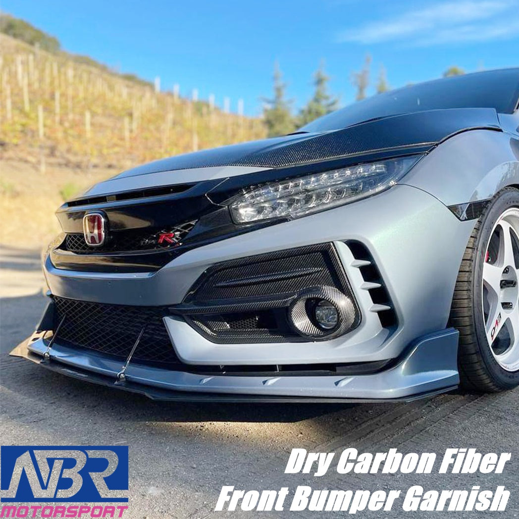 Honda Civic FK8 Type R Dry Carbon Fiber Front Bumper Garnish Replaceme ...